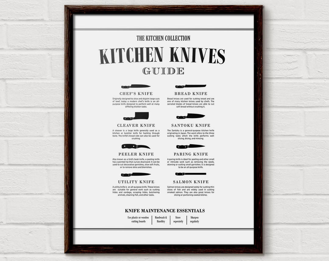 Kitchen Knife Chart Butcher Print Kitchen Diagram Cooking - Etsy