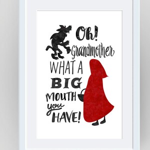 Red Riding Hood Book Quote Poster, Fairytale Quote Illustration Print ...