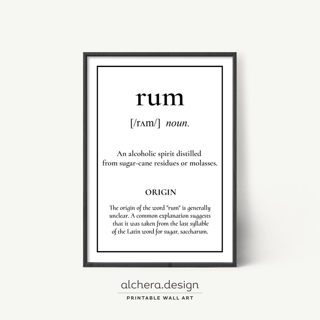 Rum Definition Wall Art Printable Printable Home Bar Decor - Etsy