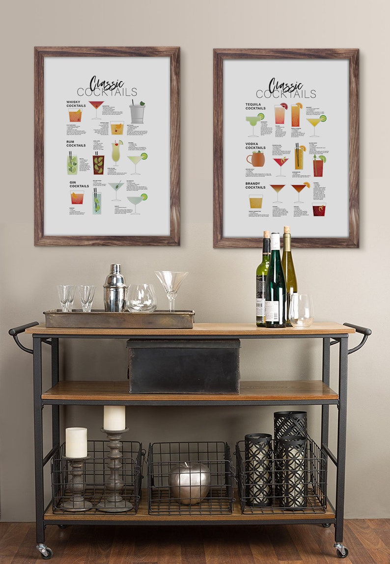 Cocktail Recipe Print Classic Cocktails Cocktail Print | Etsy