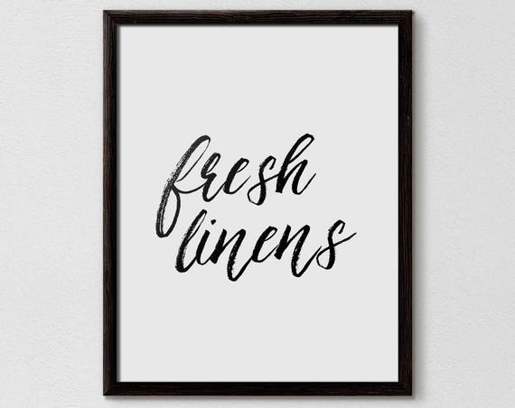 Fresh Linens Laundry Typographic Print Laundry Room Sign | Etsy