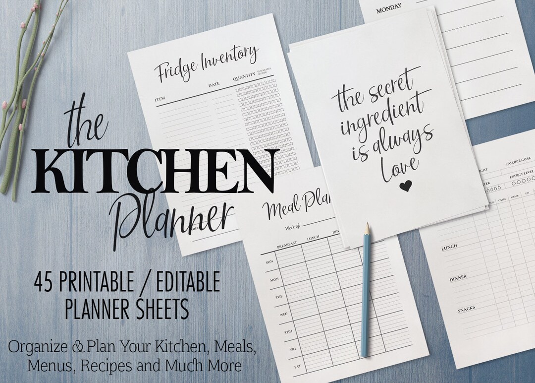 Kitchen Planner, Meal Planner, Printable Weekly Planner, Weekly Meal ...