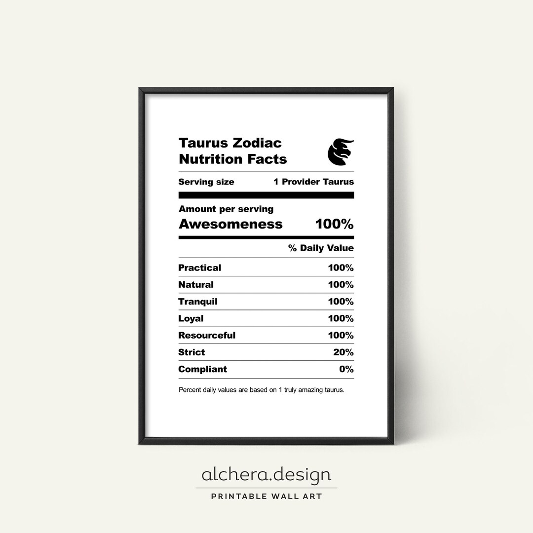 Taurus Zodiac Gift, Taurus Art Print, Zodiac Taurus Printable, Taurus ...