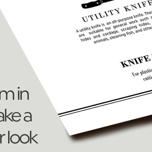 Kitchen Knife Chart, Butcher Print, Kitchen Diagram, Cooking Knife ...