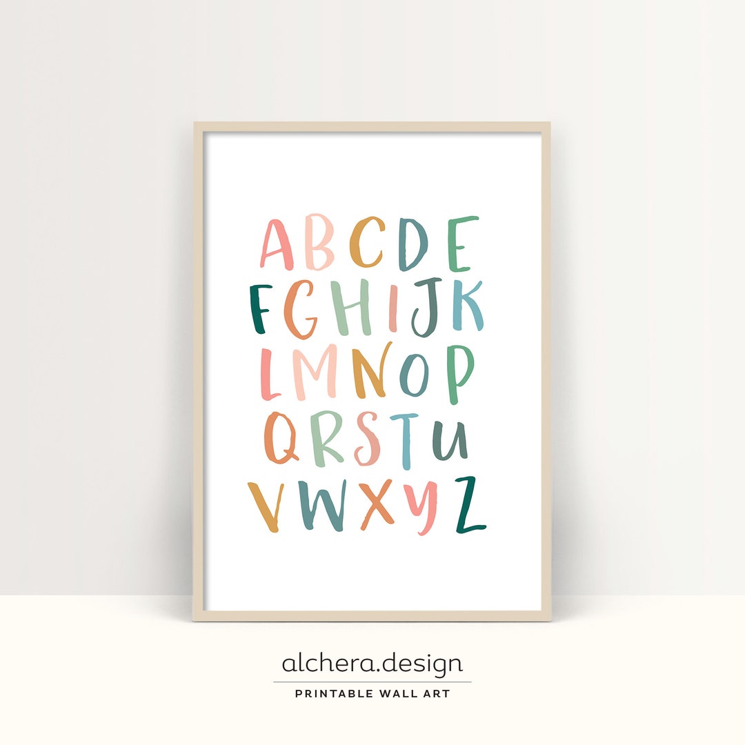 Colorful Alphabet Digital Print, Educational Nursery Wall Decor, ABC ...