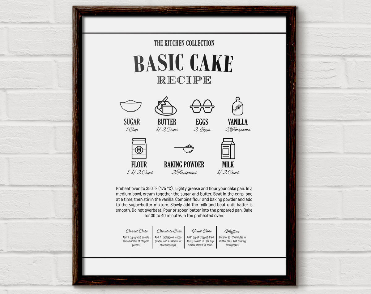 Recipe Wall Art Recipe Printable Recipe Poster Recipe | Etsy
