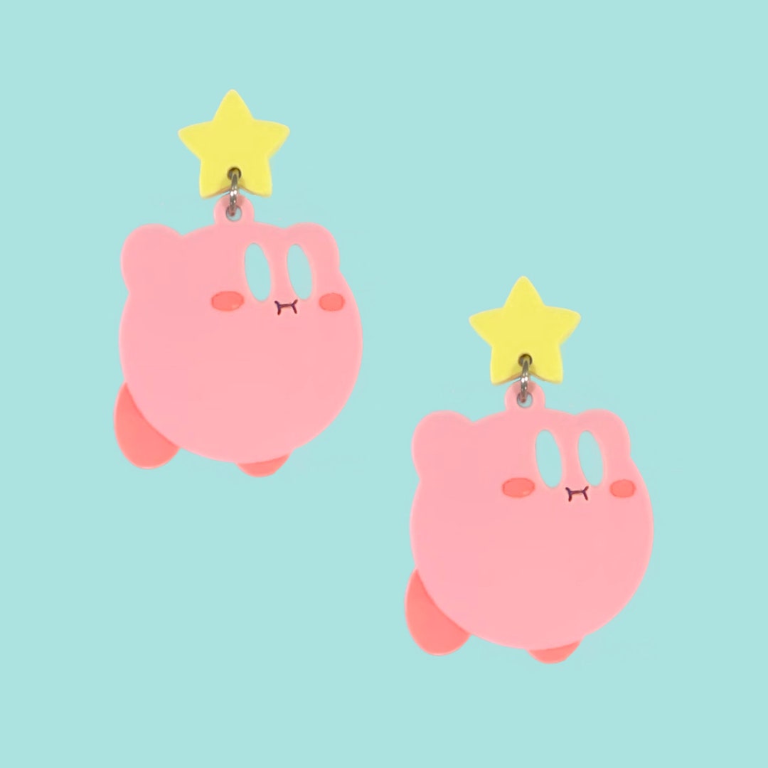 Kirby floating Laser Cut Acrylic Earrings - Etsy