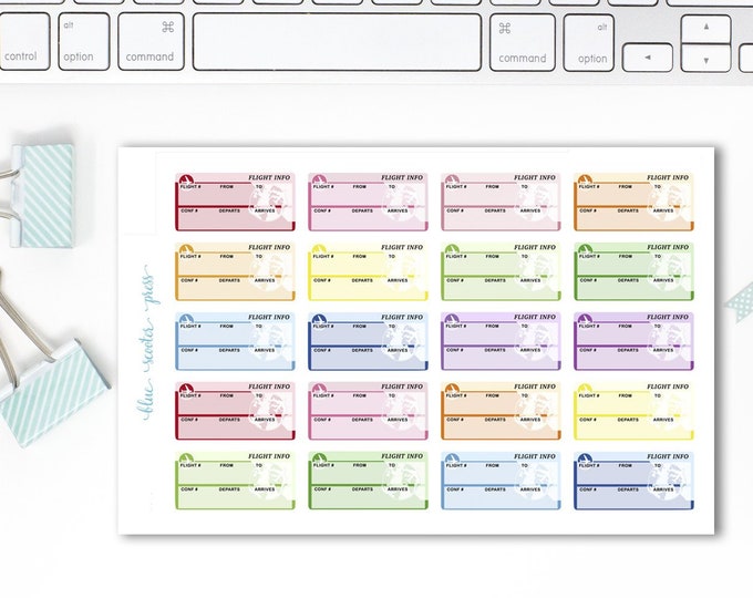 Boarding Pass Airline Flight Tracker Stickers. 20 MATTE Planner ...