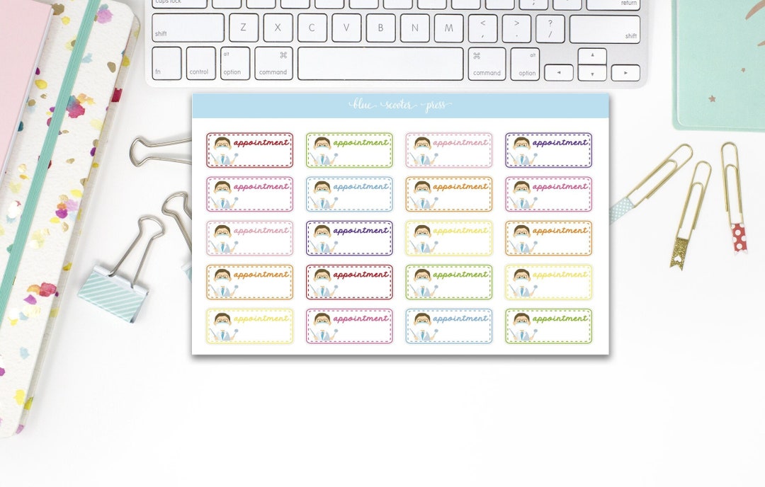 Dentist Appointment Label Stickers in RAINBOW Colors. 20 Planner ...