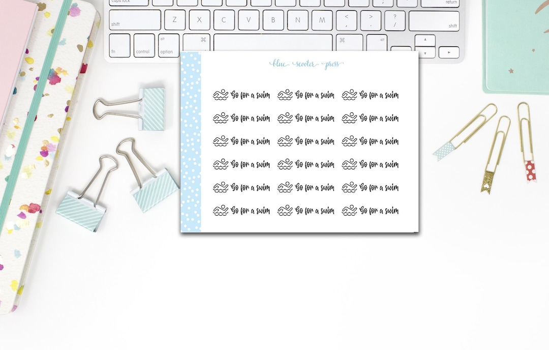 Go for A Swim Script Stickers. 18 Planner Stickers. - Etsy