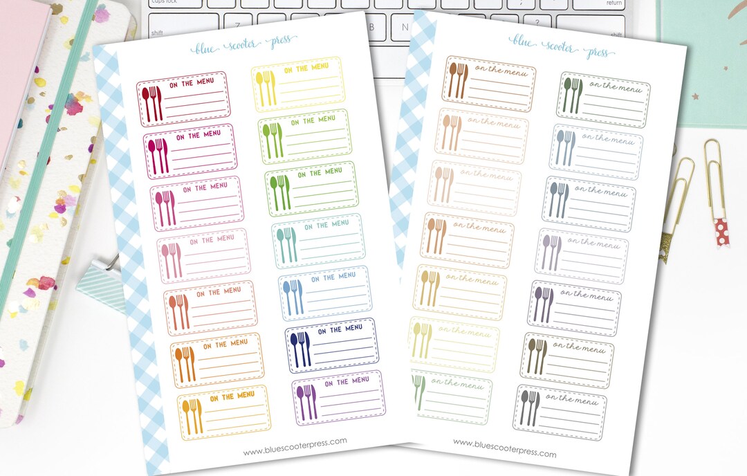 On the Menu Meal Planning Label Stickers. Choose Bright Rainbow or ...
