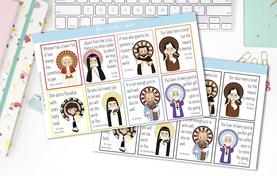 Popular Saint Quotes Set 5 Planner Stickers. Choose Rainbow - Etsy