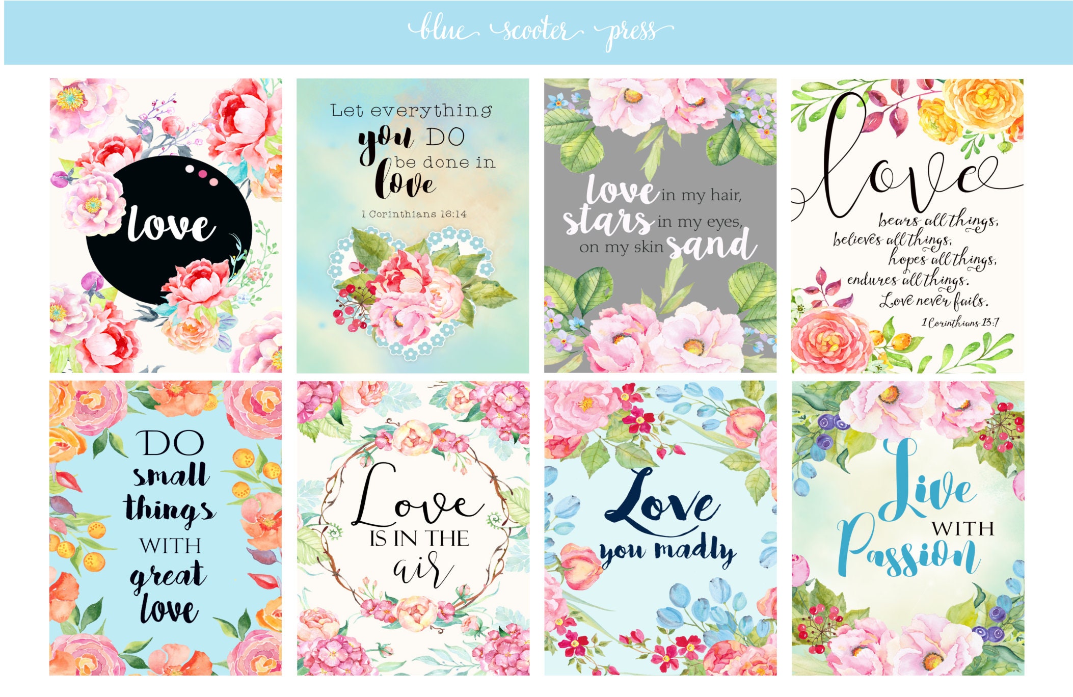 Love Floral Quote Stickers. 8 MATTE Planner Stickers | Etsy