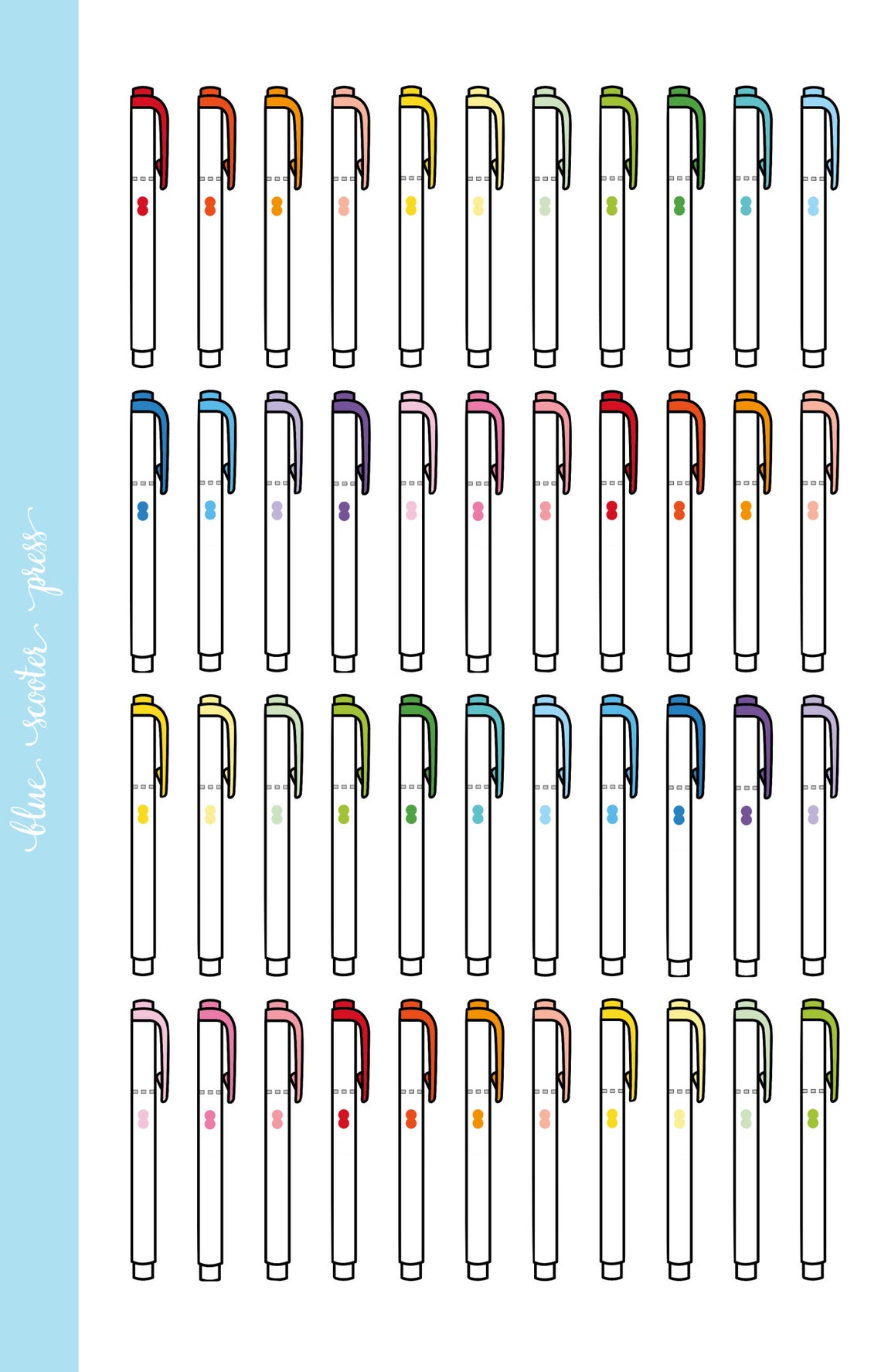 Rainbow Mildliner Pen Stickers. Choose Rainbow or Neutral - Etsy