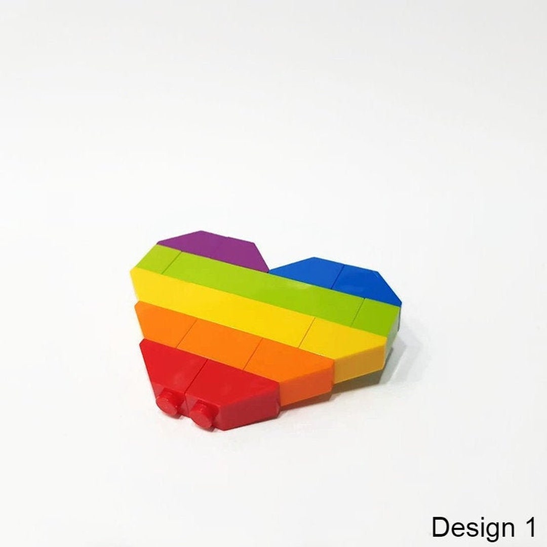 Rainbow Heart Brooch: Building Brick LGBTQ Pin - Etsy