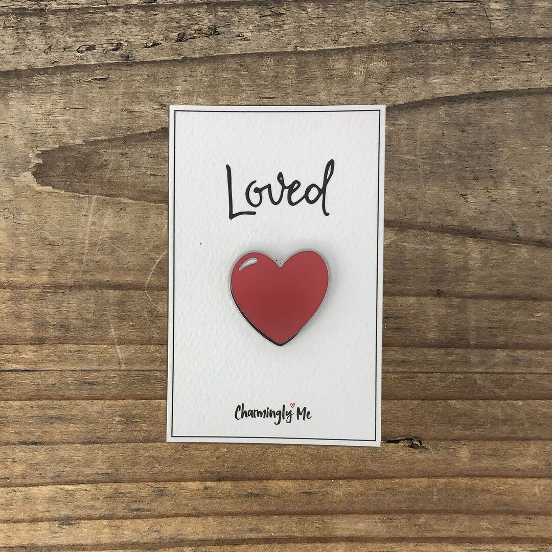 Heart Enamel Pin on loved Gift Message Card - Etsy