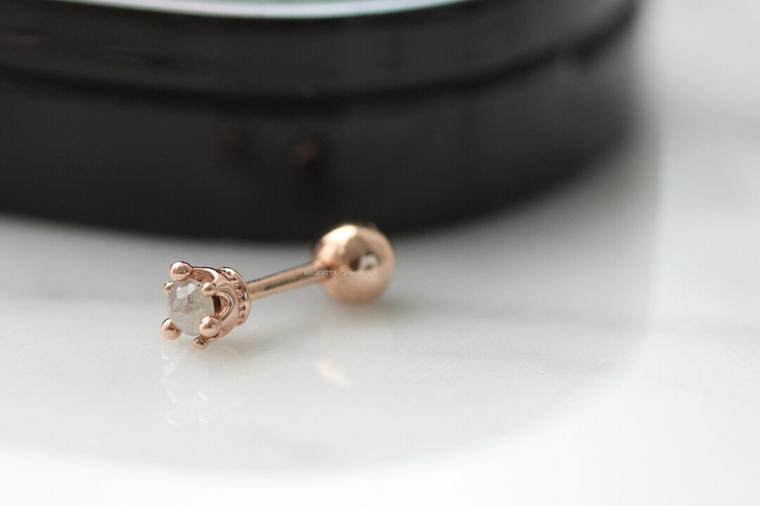 April Birthstone Gold Solitaire Blue Diamond Earringsscrew - Etsy