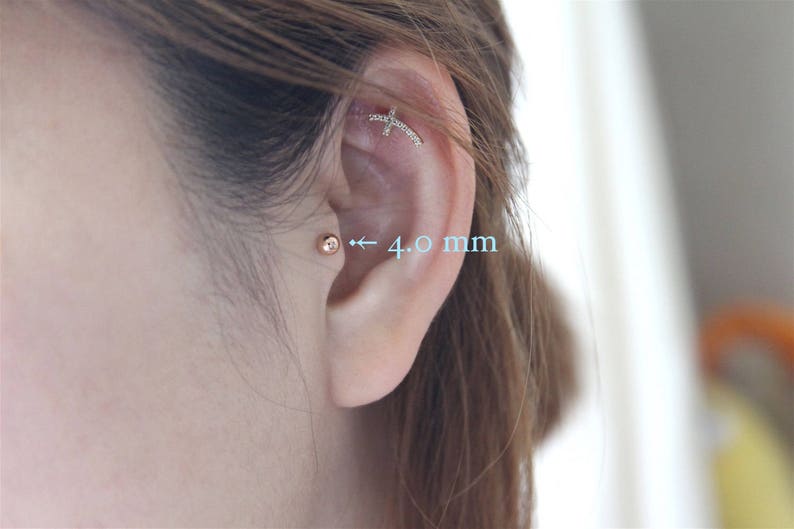 Delicate 14K Gold Labret Piercing flat Back - Etsy