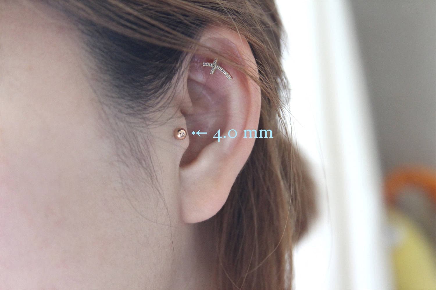 Delicate 14K Gold Labret Piercing flat Back | Etsy