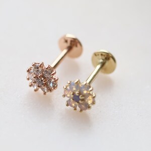 Super Tiny Flower 18 Gauge Flat Back Labret Piercing,delicate Gold ...