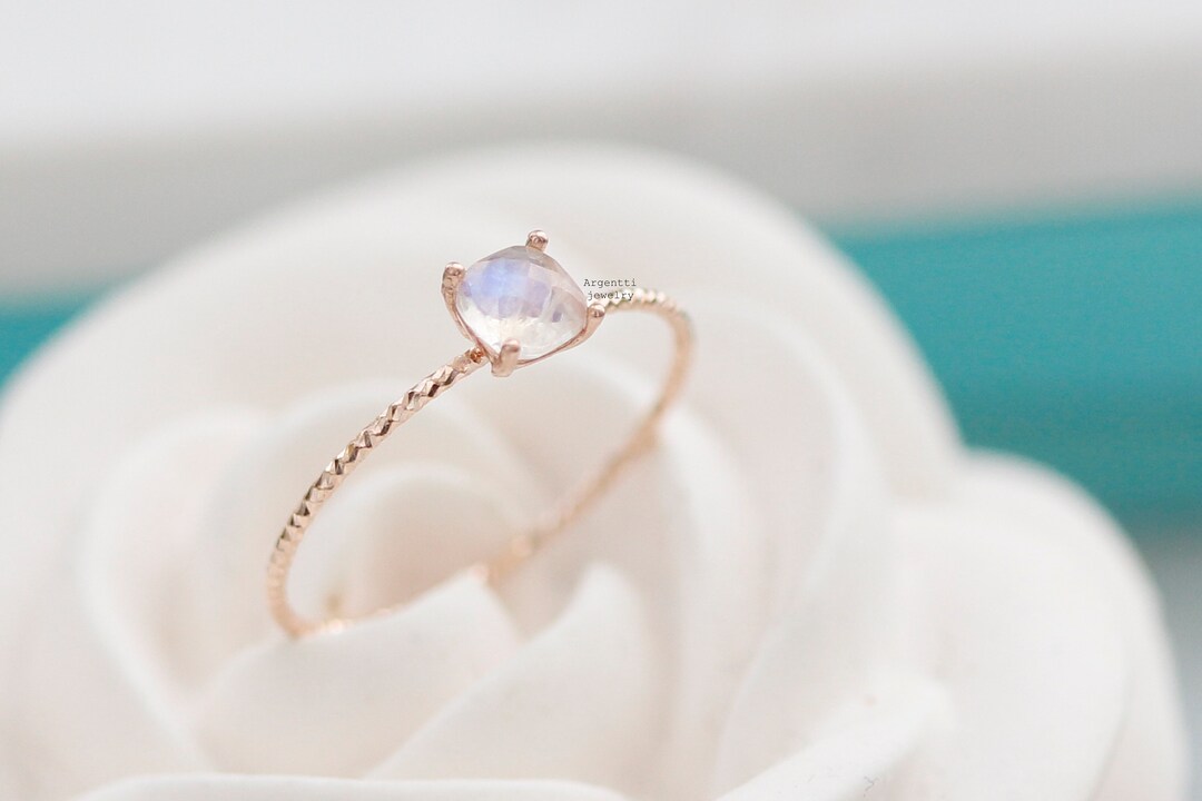 14k Gold October Birthstone Ring,birthstone Stackable,thin Ring,rose ...