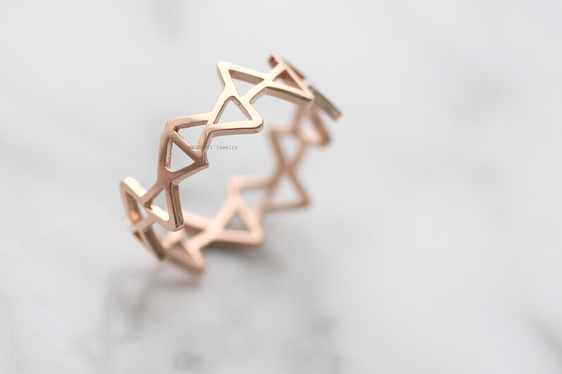 14K Gold Open Triangle Ring,stacking,gold Rope Ring,skinny Ring in 14k ...