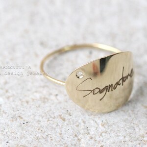 14k Solid Gold Personal Handwriting Engraved ,personalized Handwritten ...