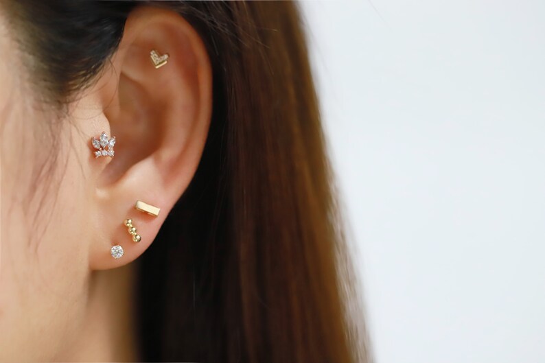 18G Delicate Flat Back Labret,delicate Gold Labret Piercing,helix ...