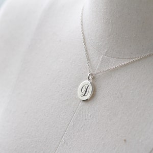 925 Sterling Silver Initial Charms Round Disc Charm Necklace ...