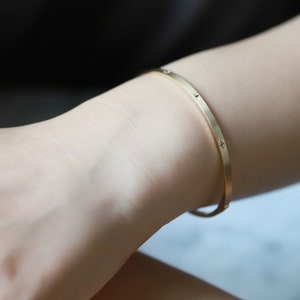 Two Way 14k Solid Gold Diamond Bangle Bracelet,delicate 14k Gold Bangle ...