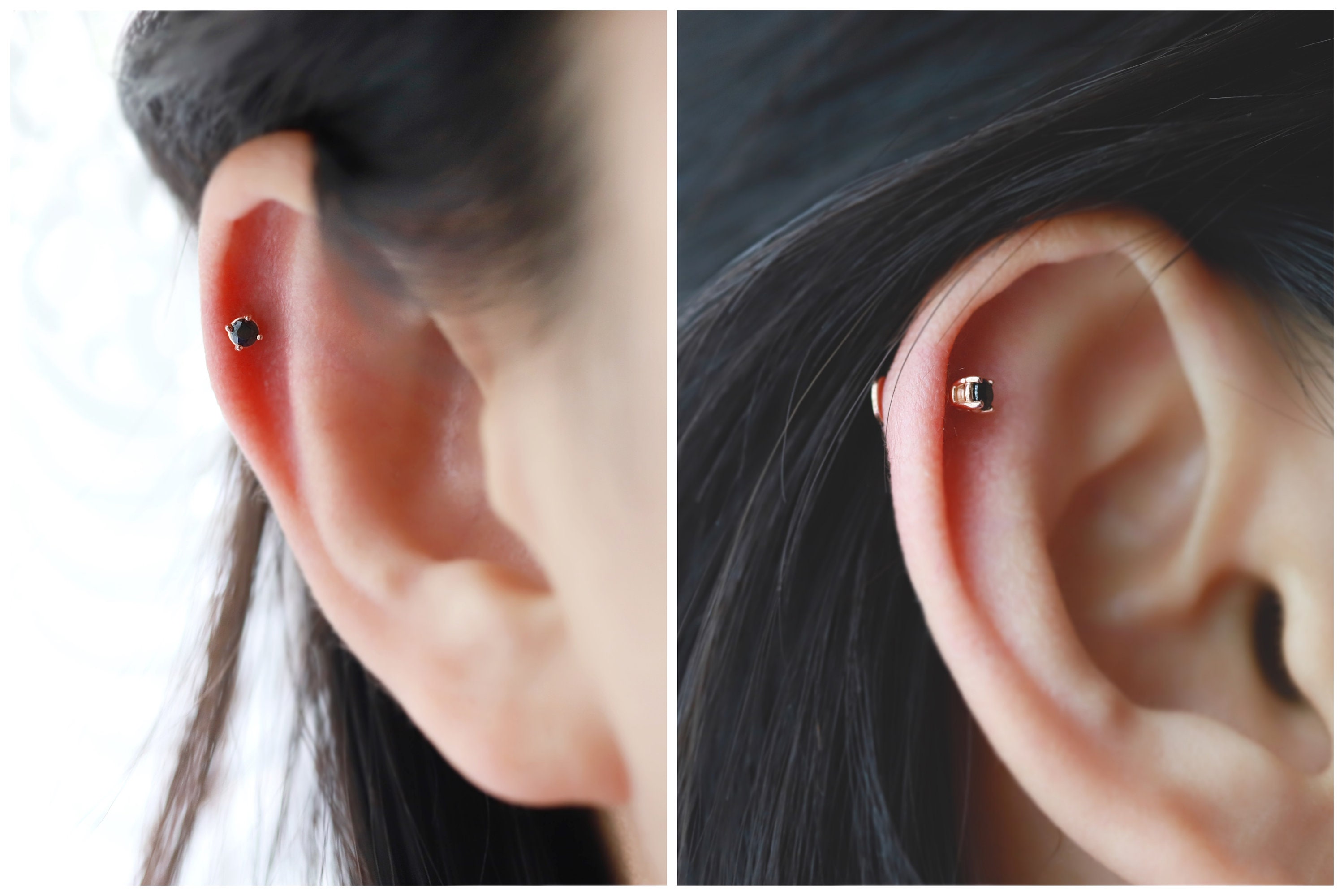 Pequeño calibre 18 flat back labret piercingDelicado oro | Etsy