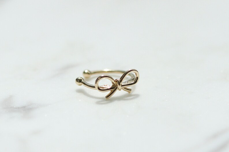 14k Solid Gold Ribbon Ear Cuffribbon Earringsingle - Etsy