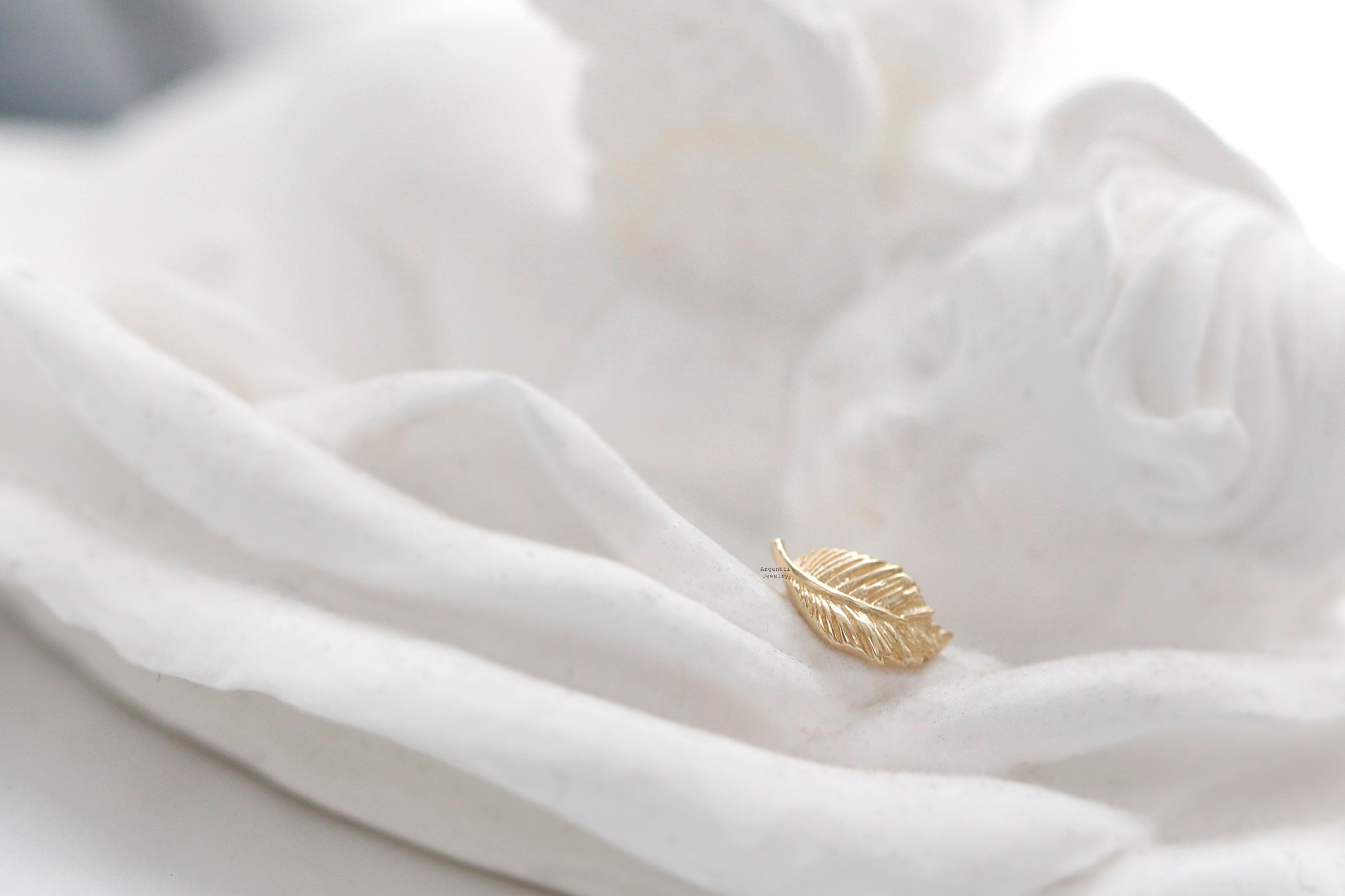 14K Gold Feather Screw Back Earringsfeather Earringouter | Etsy