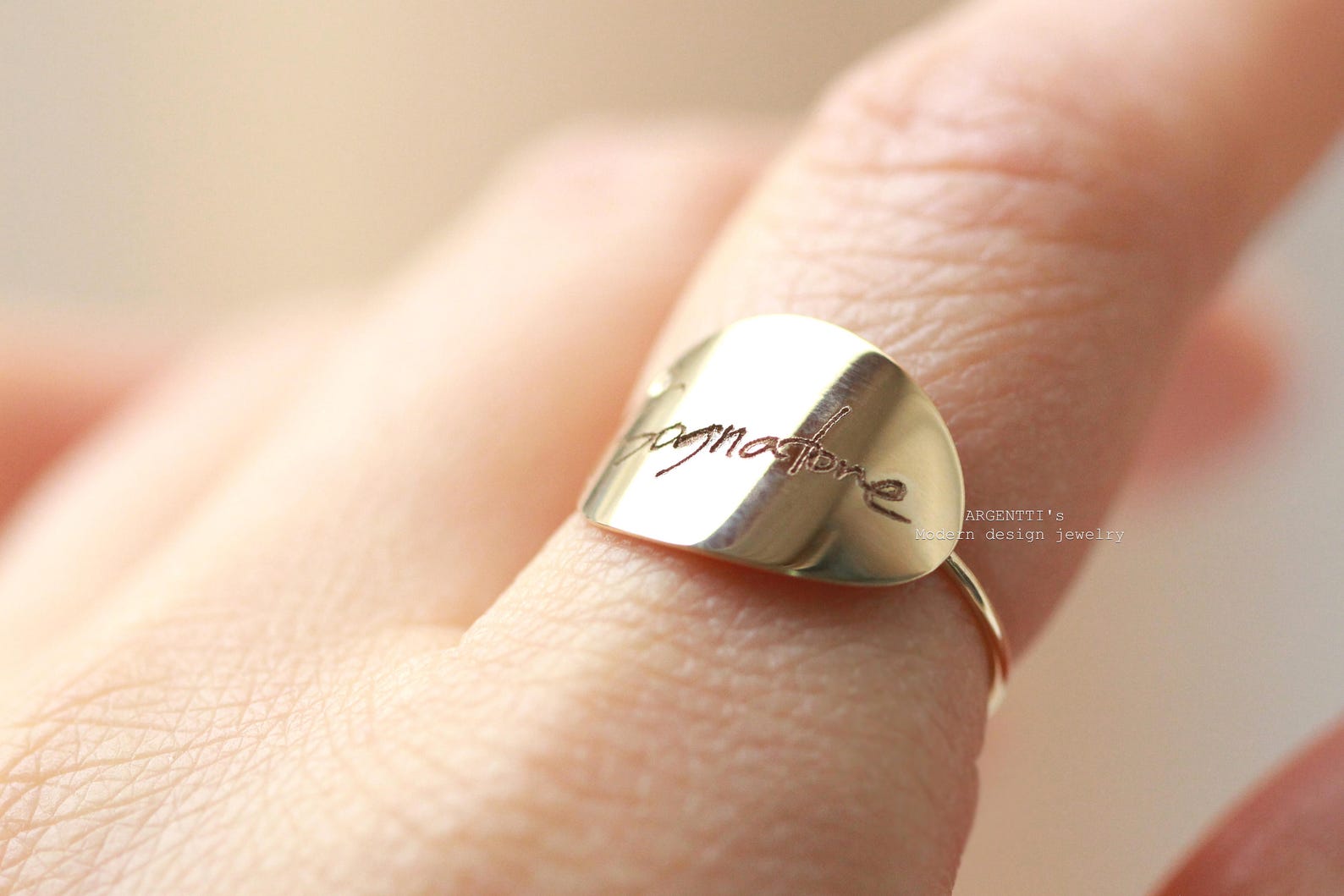 14k Solid Gold Personal Handwriting Engraved personalized - Etsy