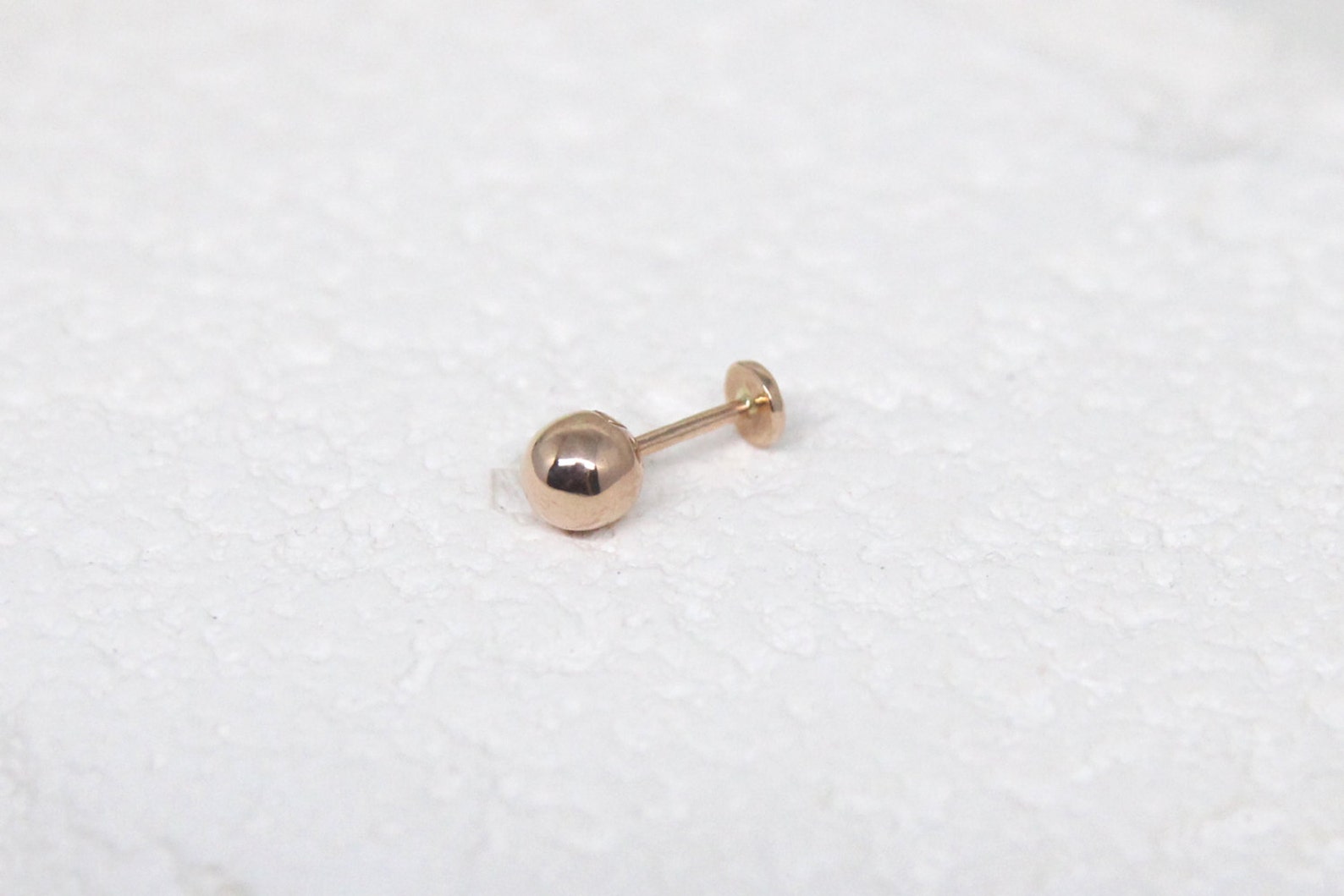 Delicate 14K Gold Labret Piercing flat Back - Etsy
