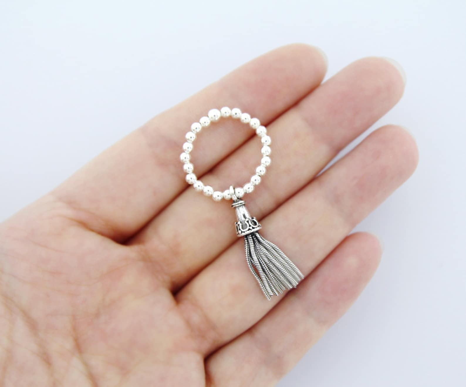 Sterling Silver Tassel Fringe Ringstassel Ringscustomized | Etsy