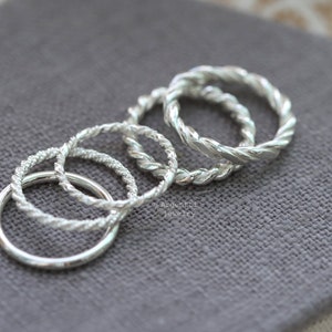 925 Sterling Twist Silver Ring,cutting Texture Single Silver Stacking Ring,skinny Ring in ...