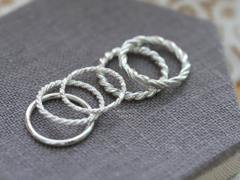 925 Sterling Twist Silver Ring,cutting Texture Single Silver Stacking ...