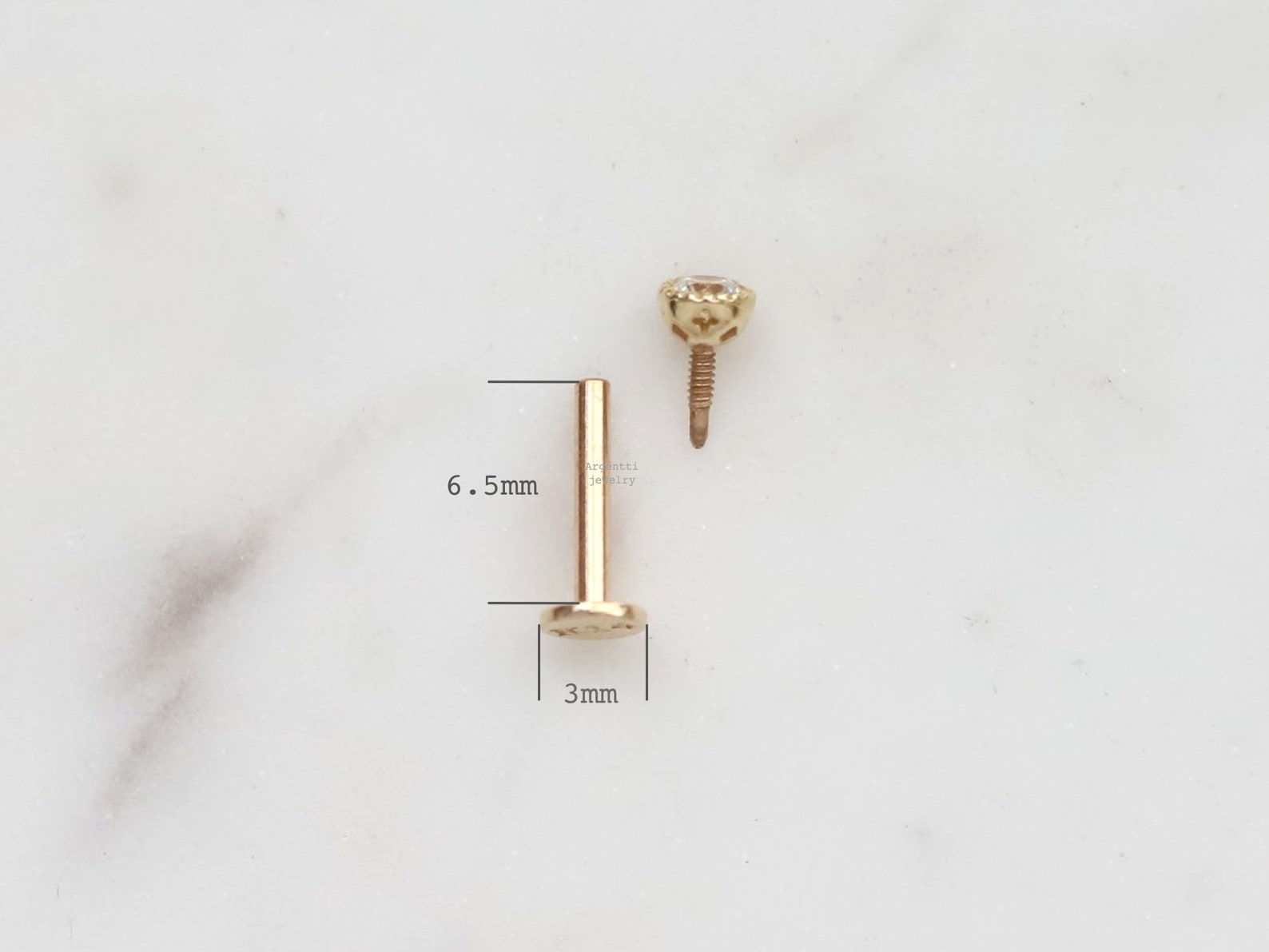Super Tiny 18 Gauge Flat Back Labret Internally Threaded,delicate Gold ...
