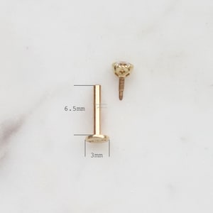 18G Super Tiny Flat Back Labret Internally Threaded,delicate Gold ...