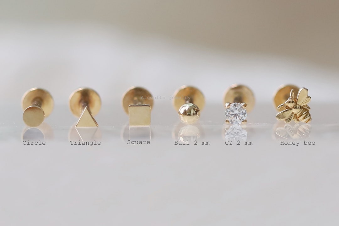 Super Tiny 18 Gauge Flat Back Labret Internally Threaded,delicate Gold ...