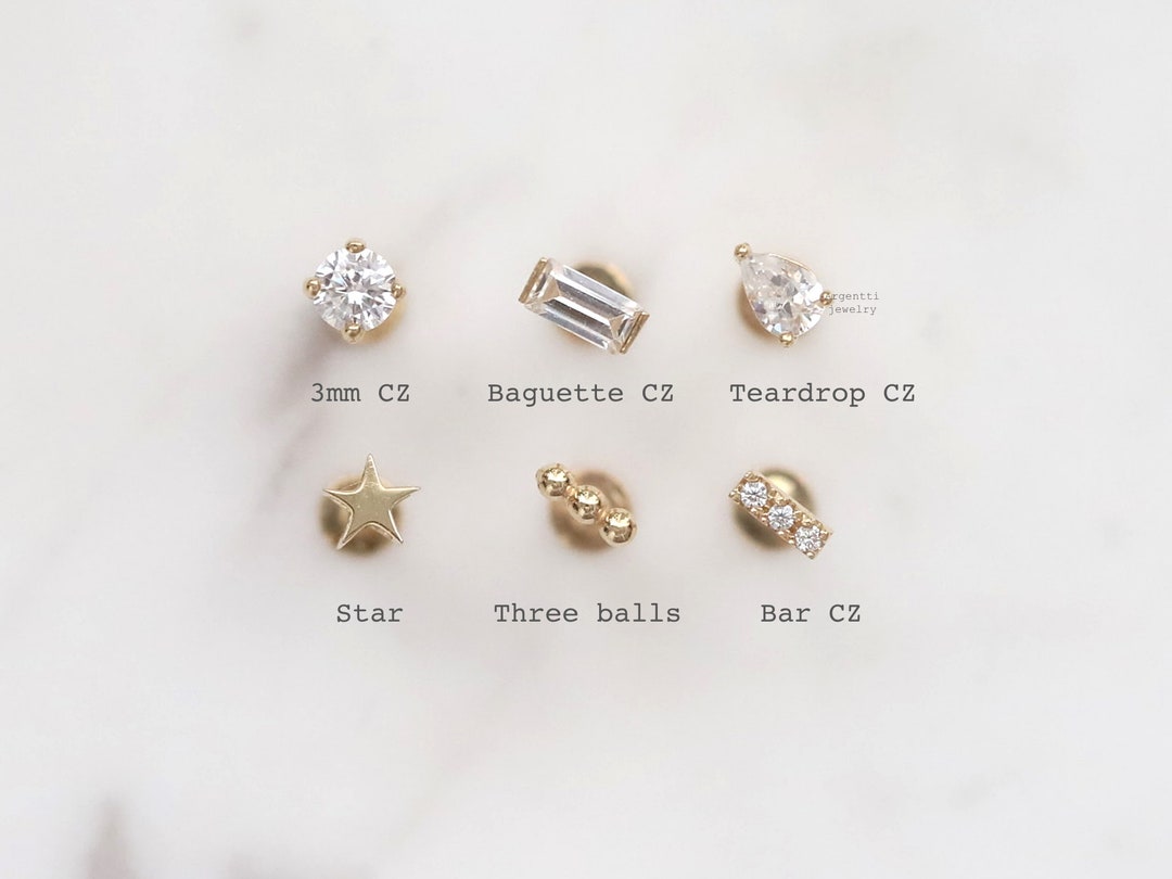 Super Tiny 18 Gauge Flat Back Labret Internally Threaded,delicate Gold ...