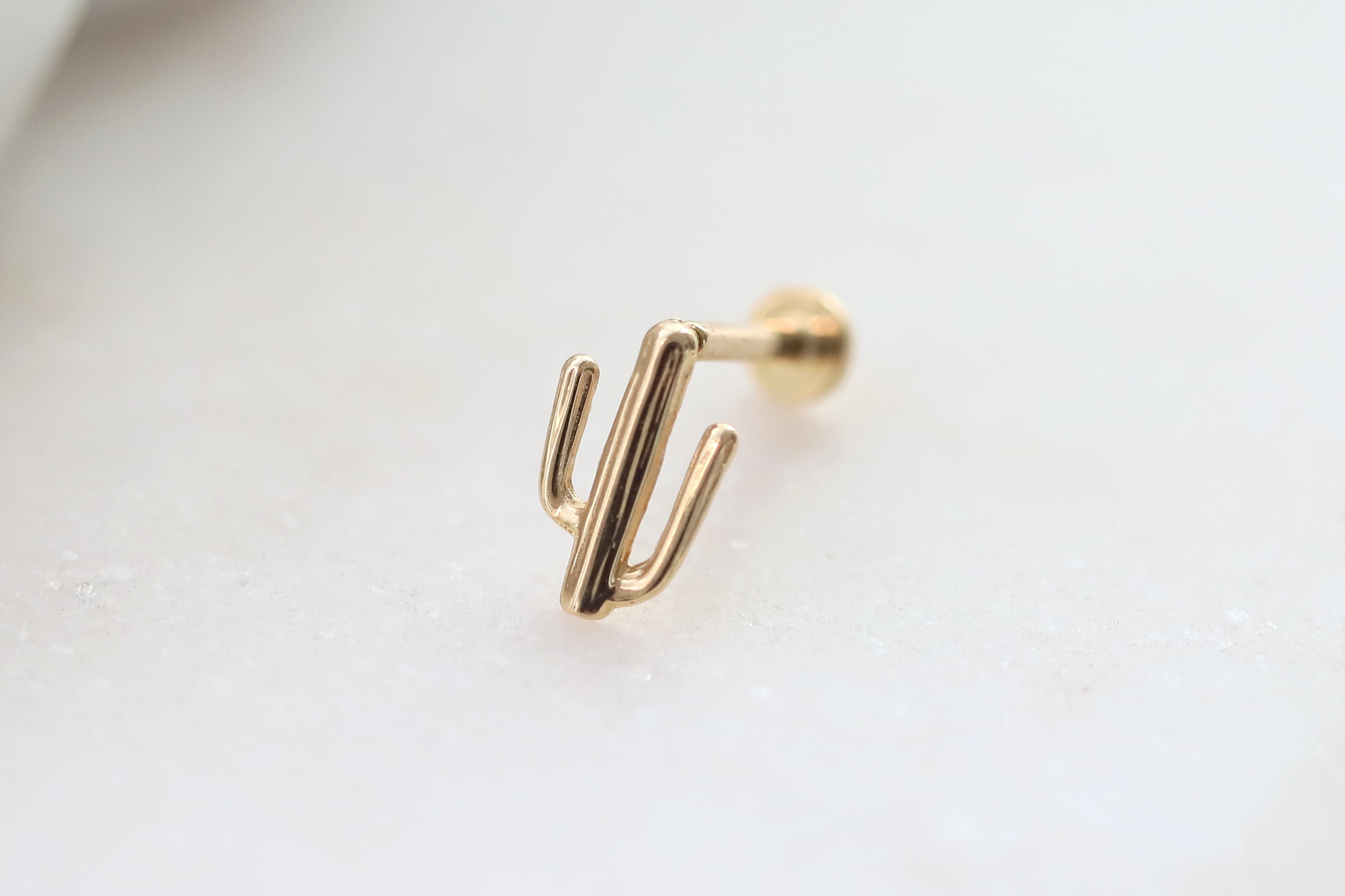 14K Gold Cactus Saguaro Studcactus Studsplant Jewelry | Etsy