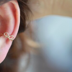 14k Solid Gold Ribbon Ear Cuff,ribbon Earring,single Earring,minimalist ...