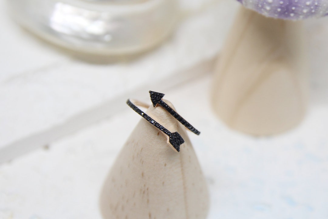 Open Arrow Wrap Ringthin Gold Arrow Ringblack Arrow Gold - Etsy