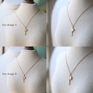 Delicate Key Pendant Solid 14k Gold Natural Cognac Diamond Key Pendant ...