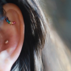 18g ,16g Delicate 14K Solid Gold Two Way Piercing Earring ...