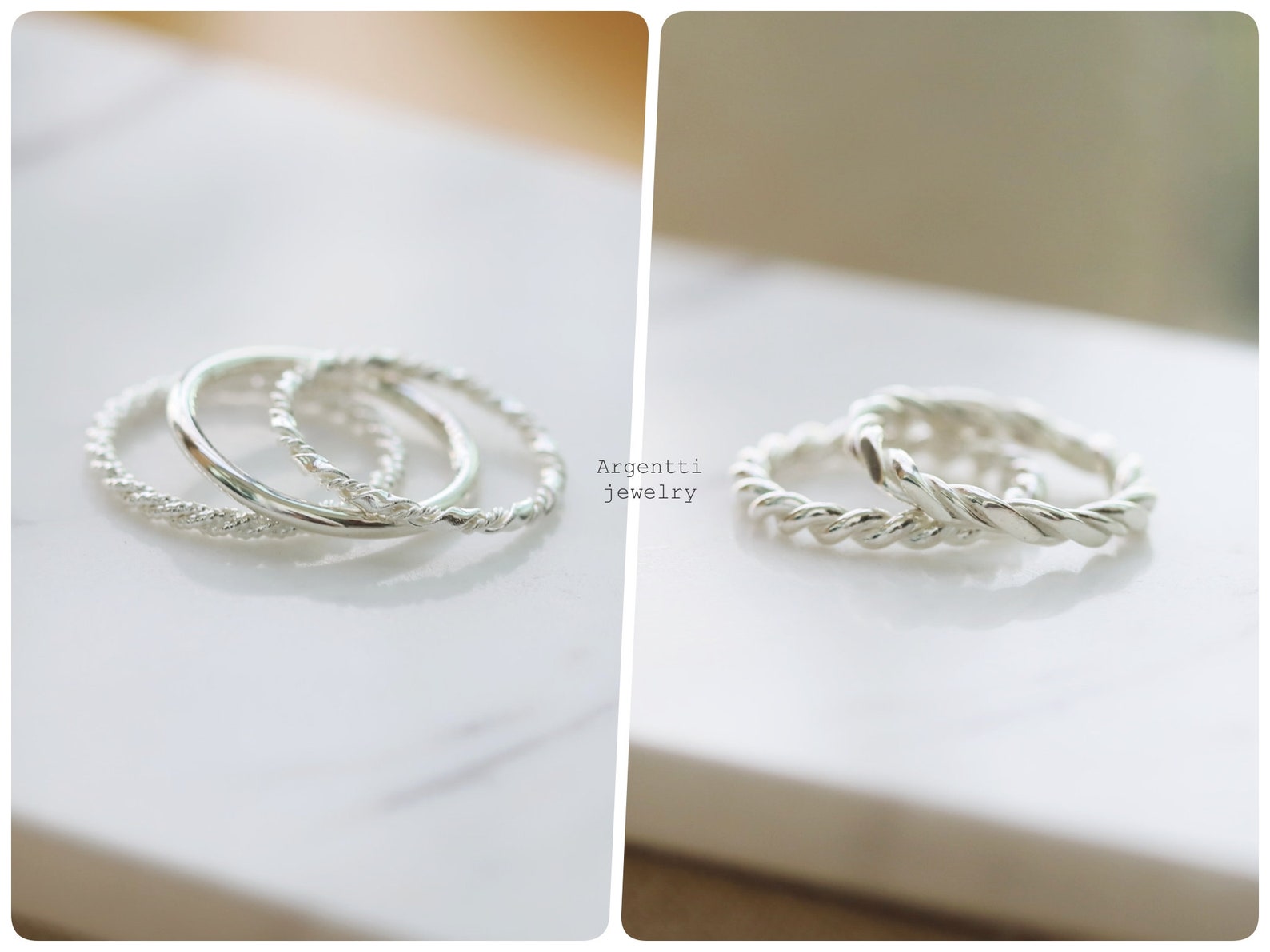 925 Sterling Twist Silver Ring,cutting Texture Single Silver Stacking ...