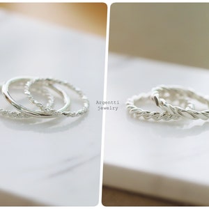 925 Sterling Twist Silver Ring,cutting Texture Single Silver Stacking Ring,skinny Ring in ...