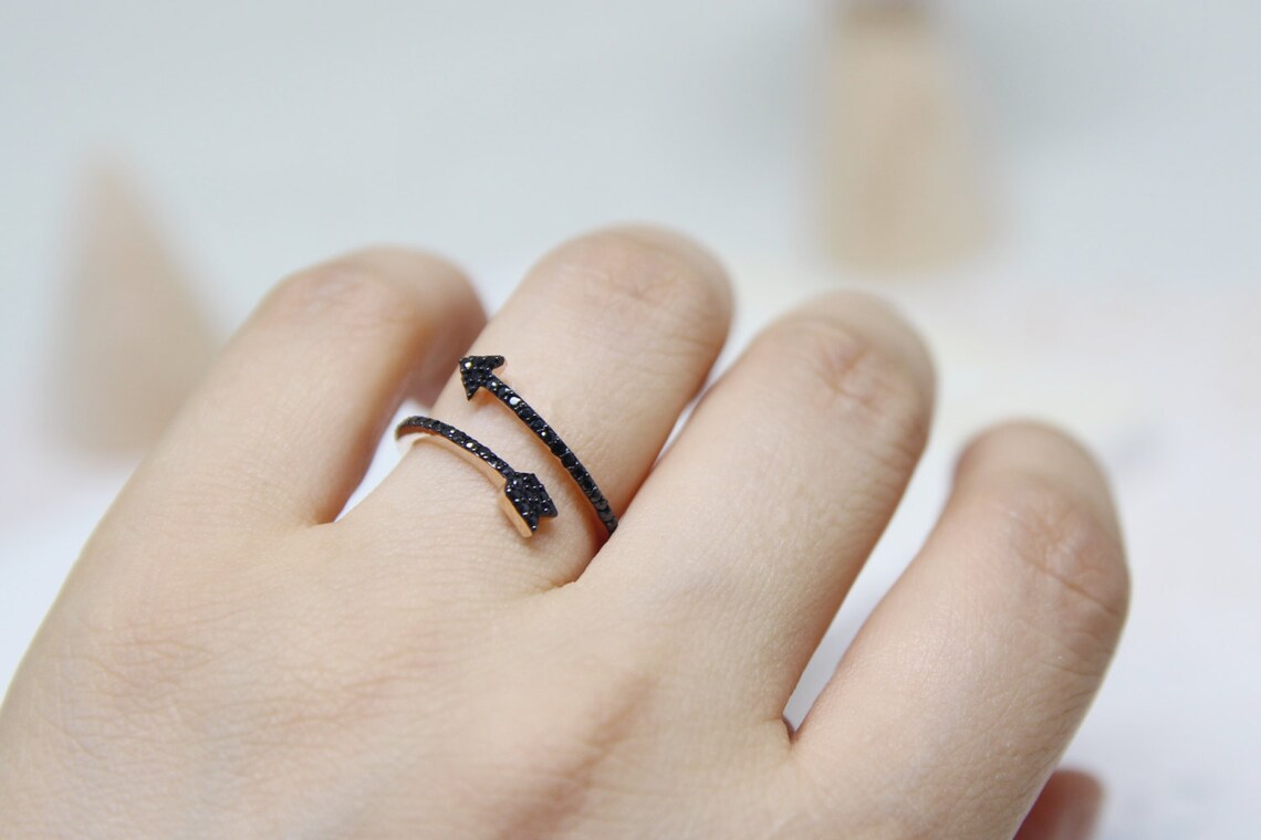 Open Arrow Wrap Ringthin Gold Arrow Ringblack Arrow Gold - Etsy